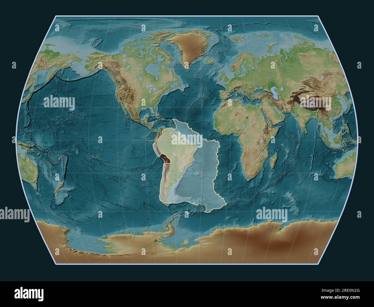 South American tectonic plate on the Wiki style elevation map in the ...