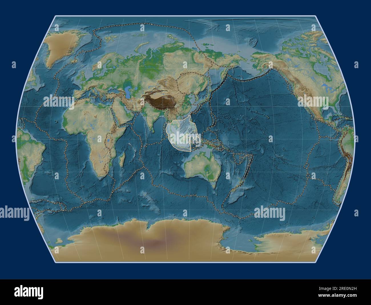 Sunda tectonic plate on the physical elevation map in the Times ...