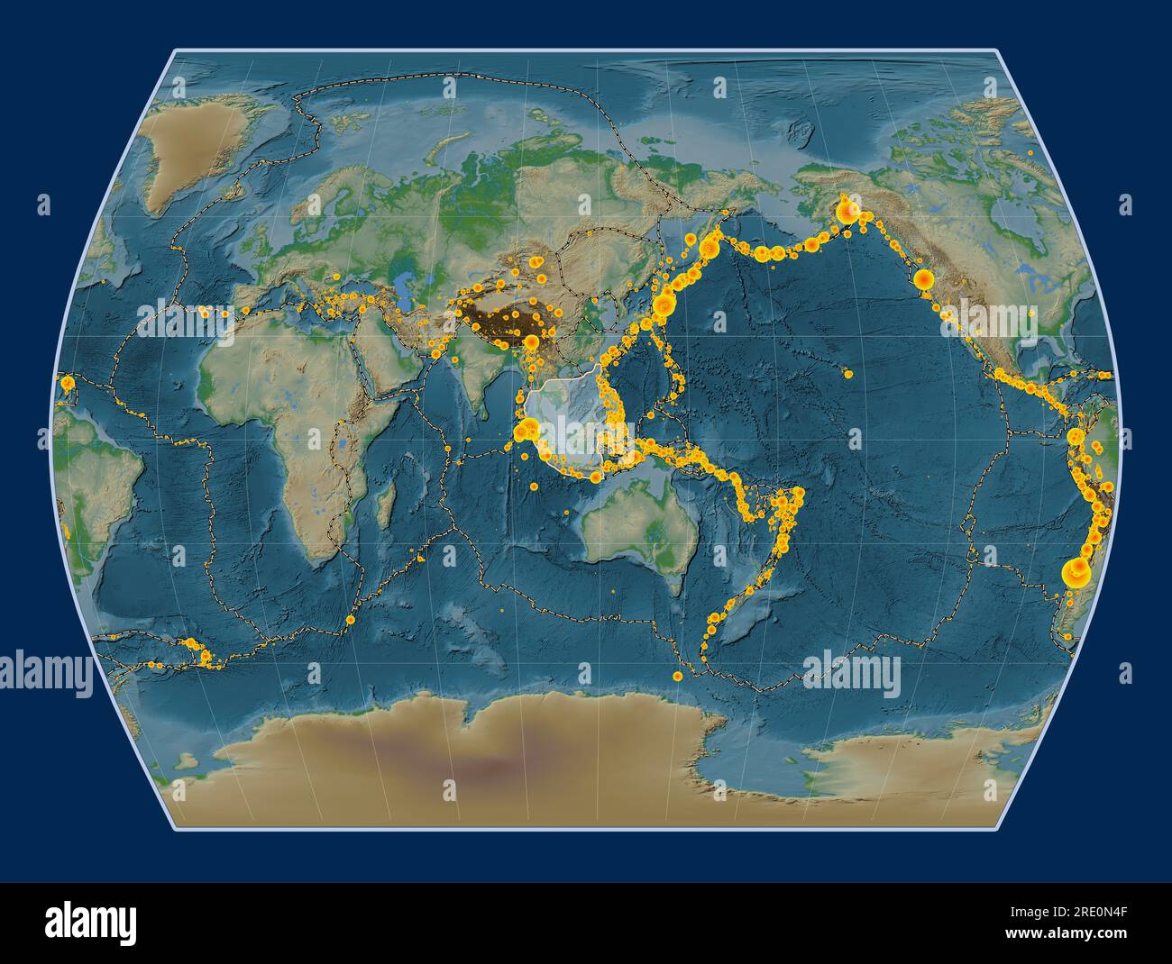 Sunda tectonic plate on the physical elevation map in the Times ...