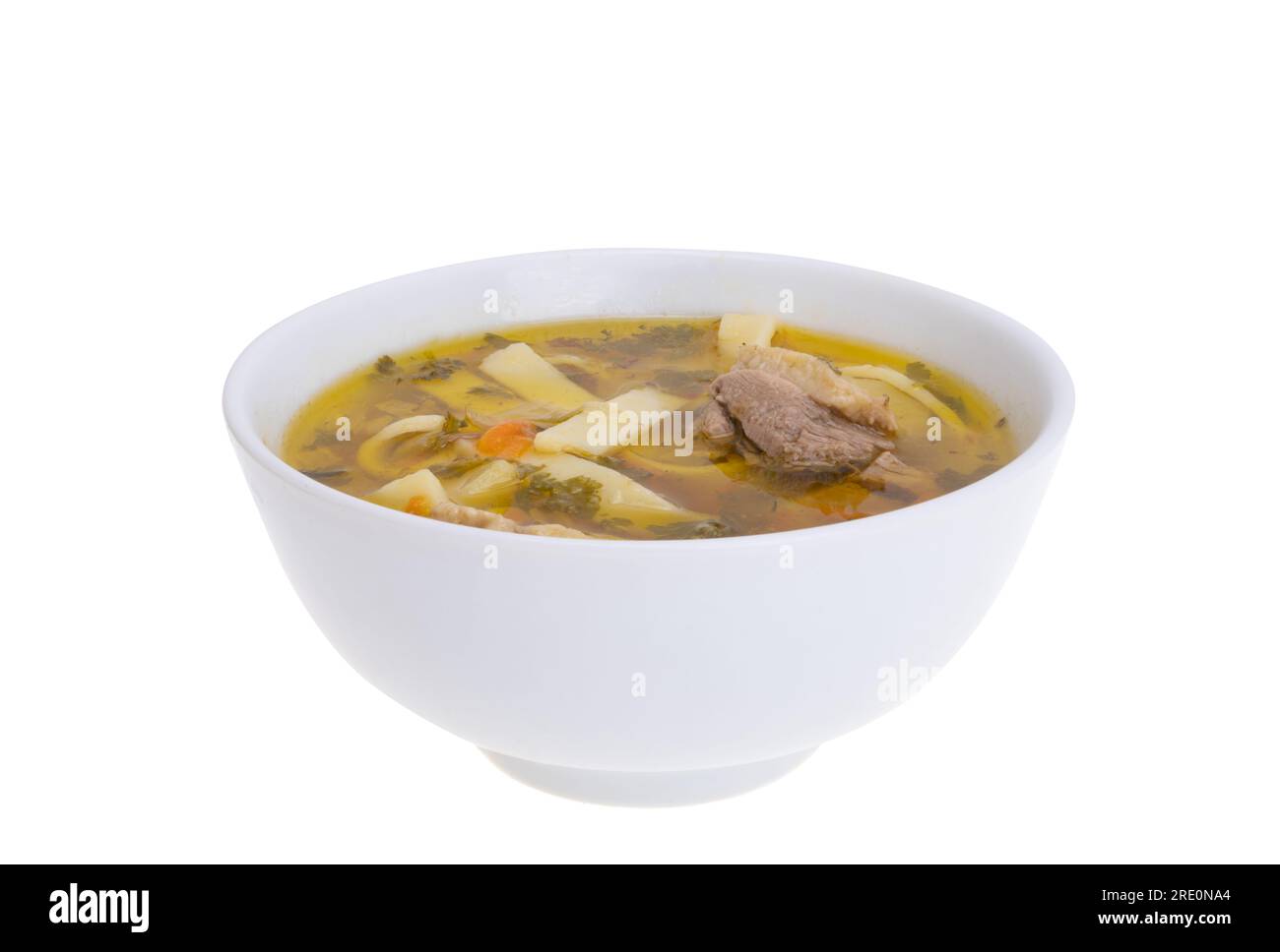 chicken broth isolated on white background Stock Photo - Alamy