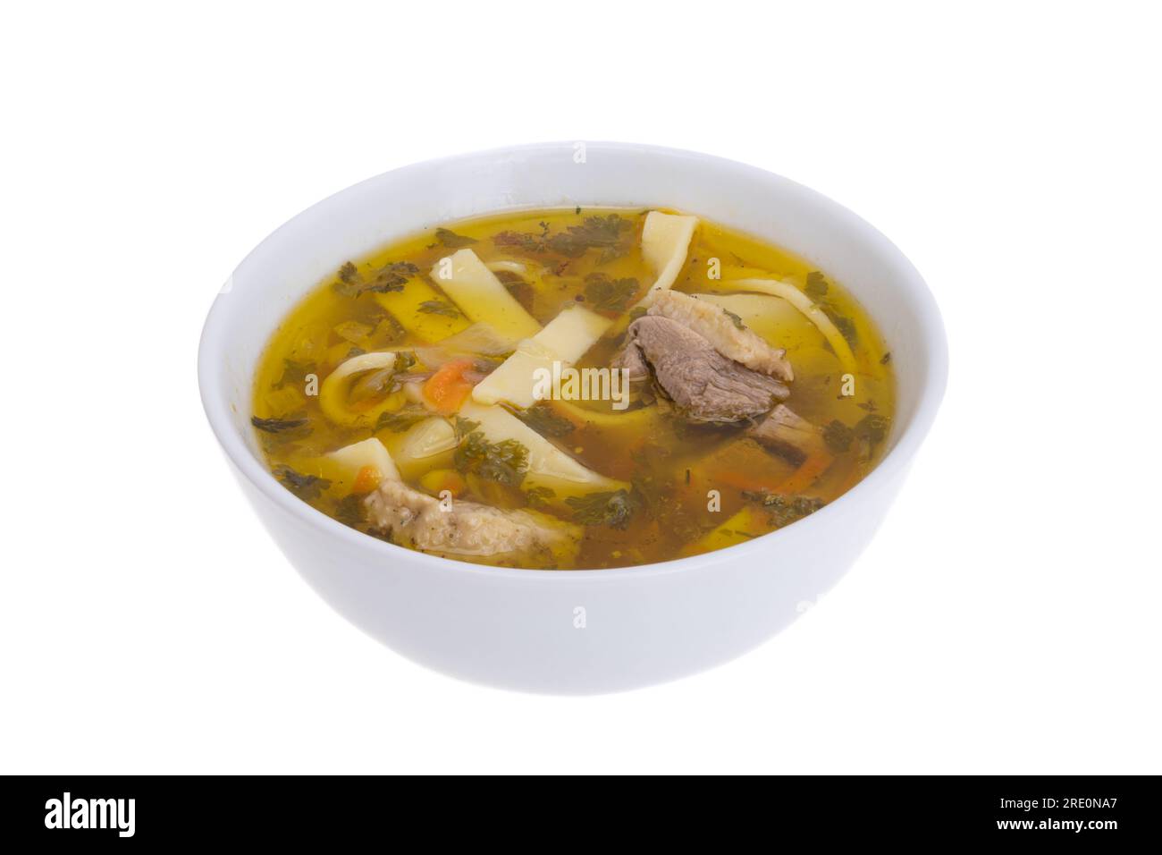 chicken broth isolated on white background Stock Photo - Alamy