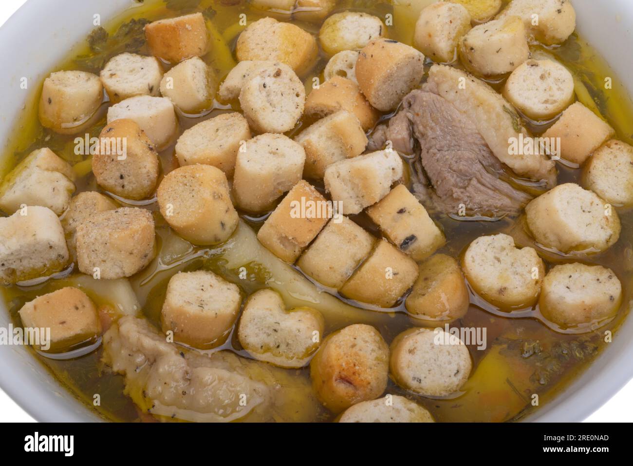 chicken broth isolated on white background Stock Photo - Alamy