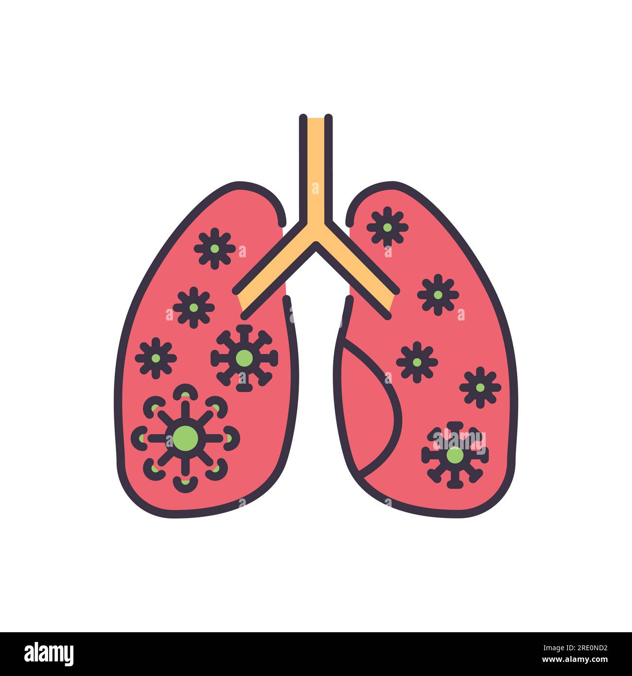 Lungs Infection related vector icon. Lungs with infection inside. Lungs ...