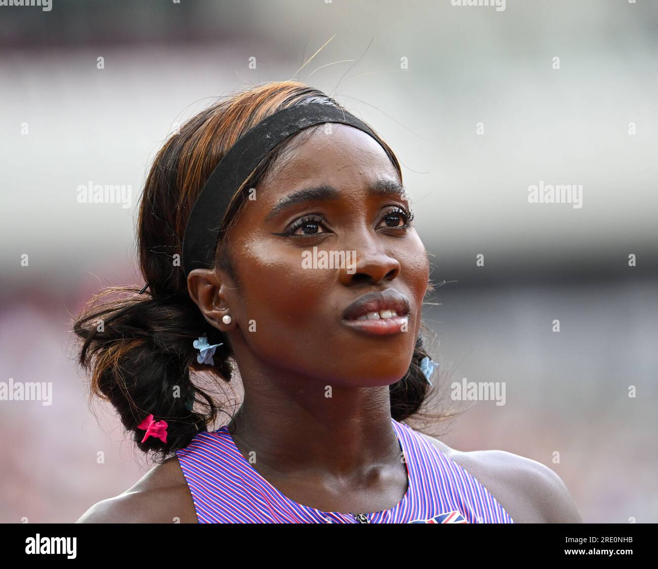 London, England. 23 July, 2023. Annie Tagoe of Great Britain preparing ...