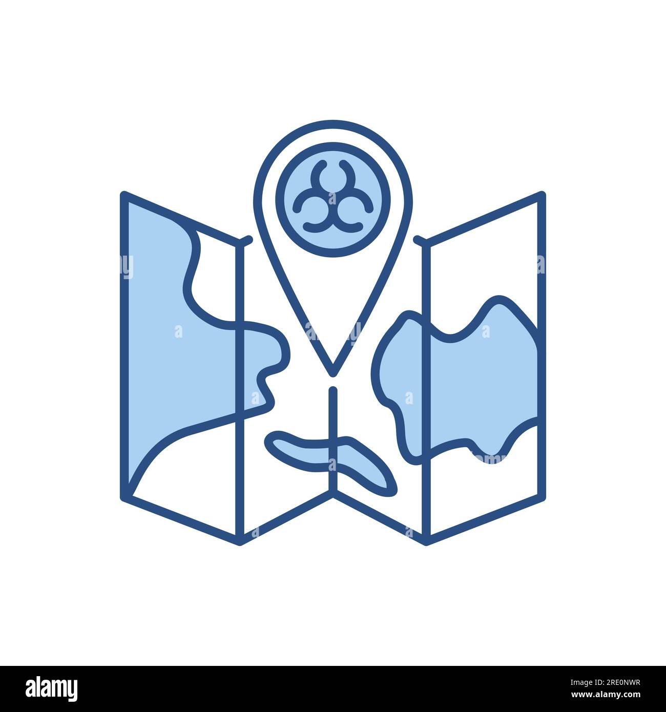 Epidemic related vector icon. Biohazard positioning mark on map ...
