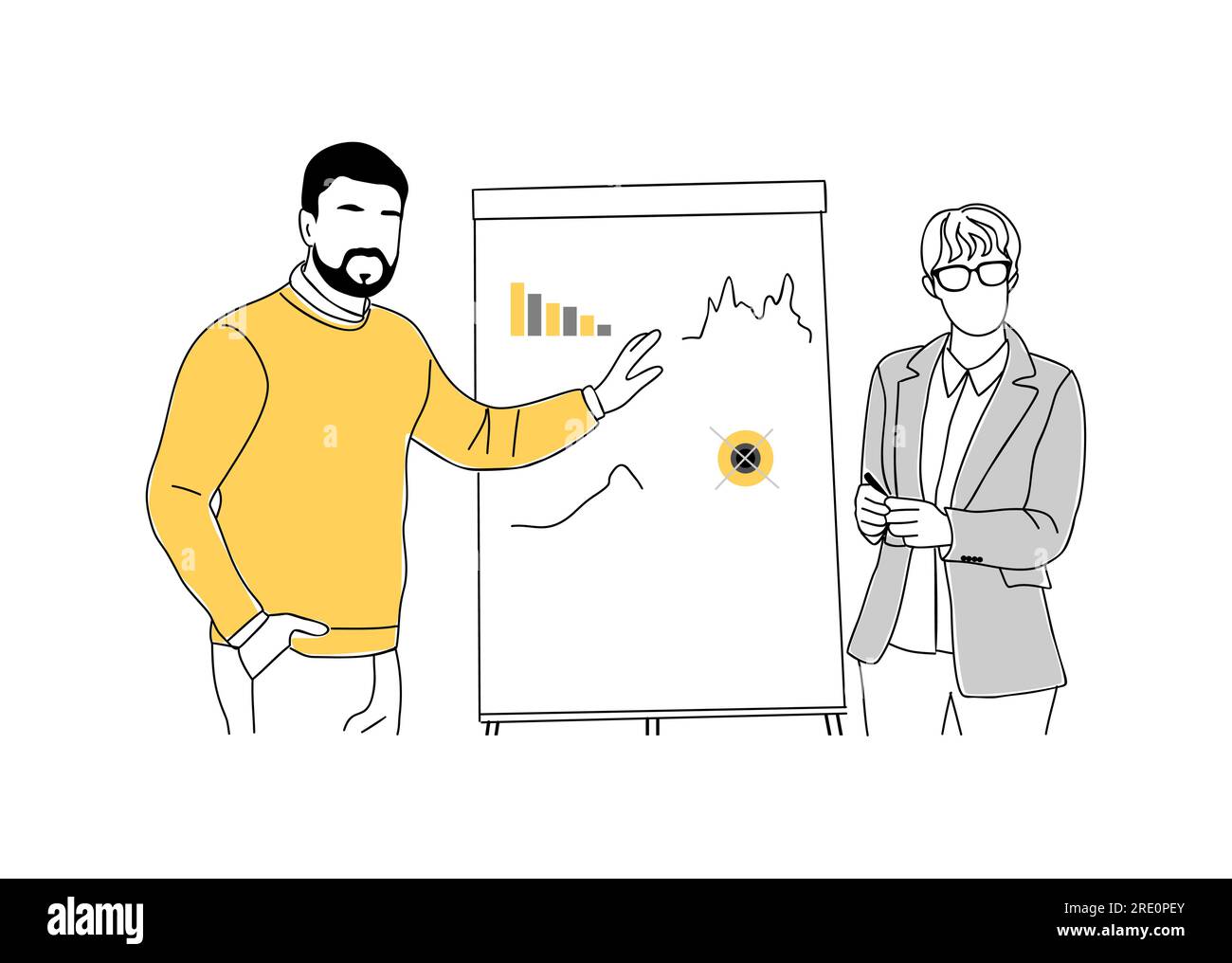 Business education scene vector line art isolated Stock Vector Image ...