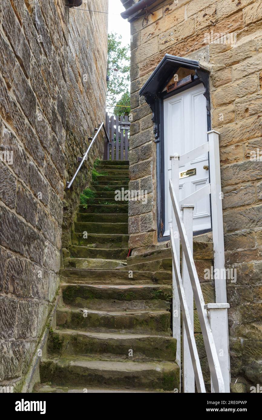 Steep steps at Robin Hood's Bay Stock Photo - Alamy