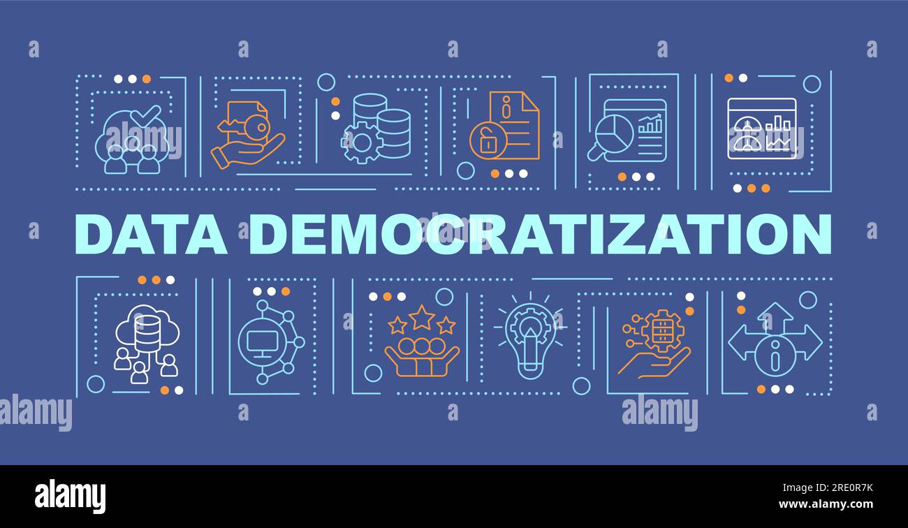 Data Democratization Text With Linear Icons Stock Vector Image And Art