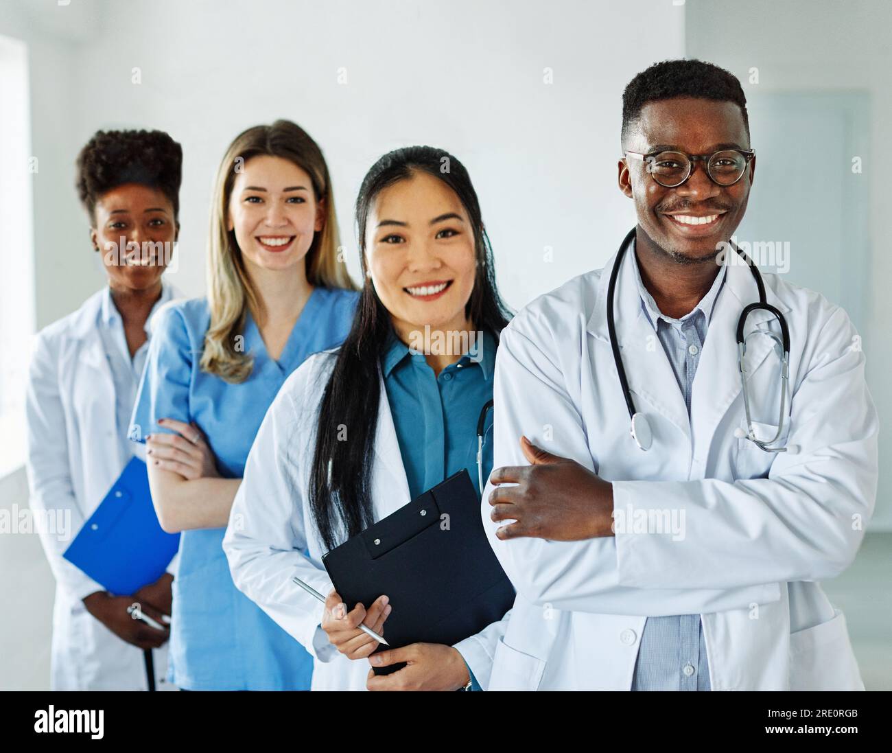 doctor woman portrait hospital team man nurse medical health medicine diversity unity ...