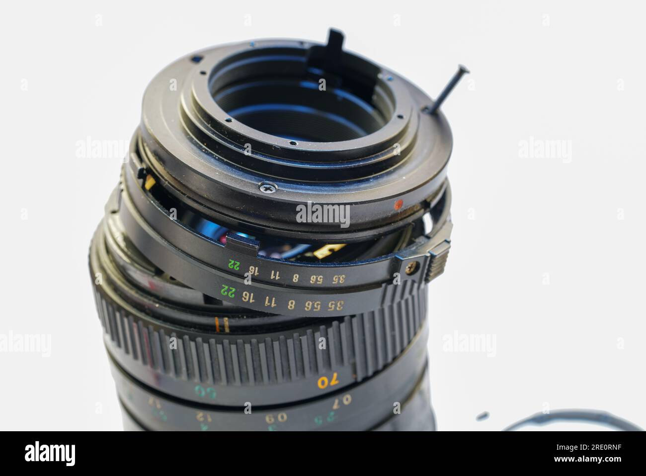 disassemble the lens for photography into its component parts Stock ...