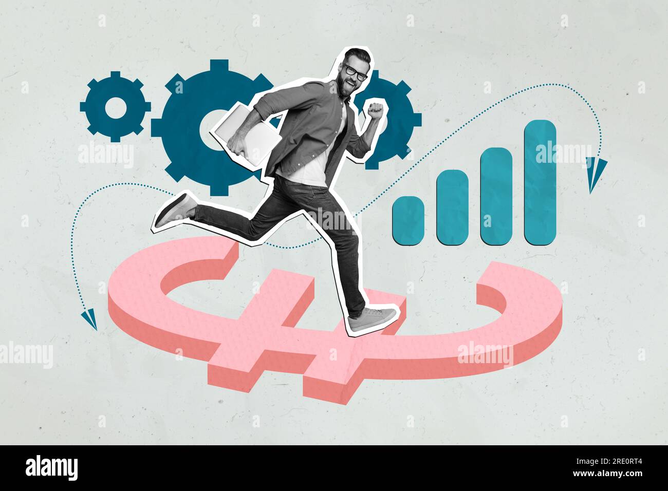 Picture collage concept euro currency growth economics countries works ...