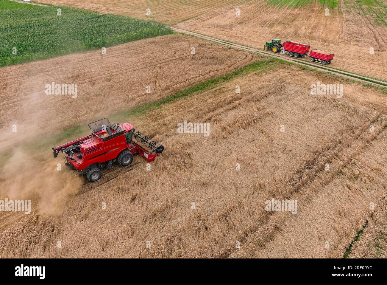 Aerial view on combine harvester hi-res stock photography and images ...