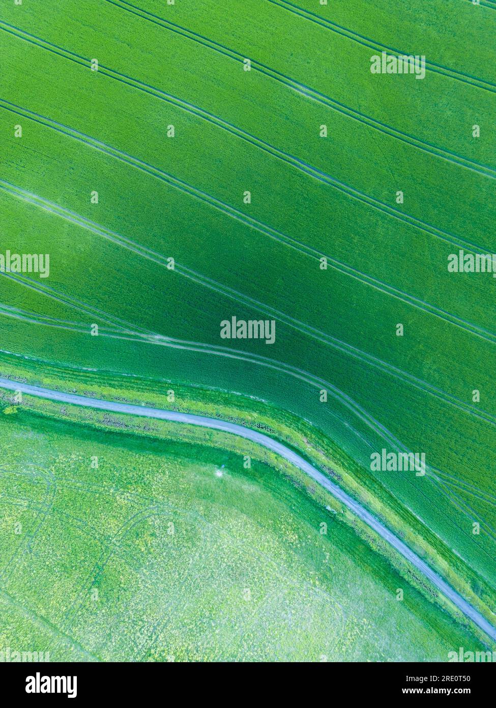 Aerial images of British farmland showing field boundaries and vehicle ...