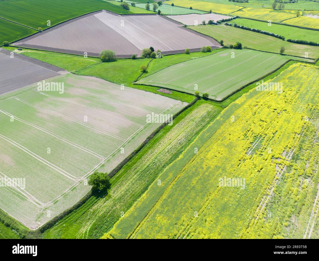 Aerial images of British farmland showing field boundaries and vehicle ...