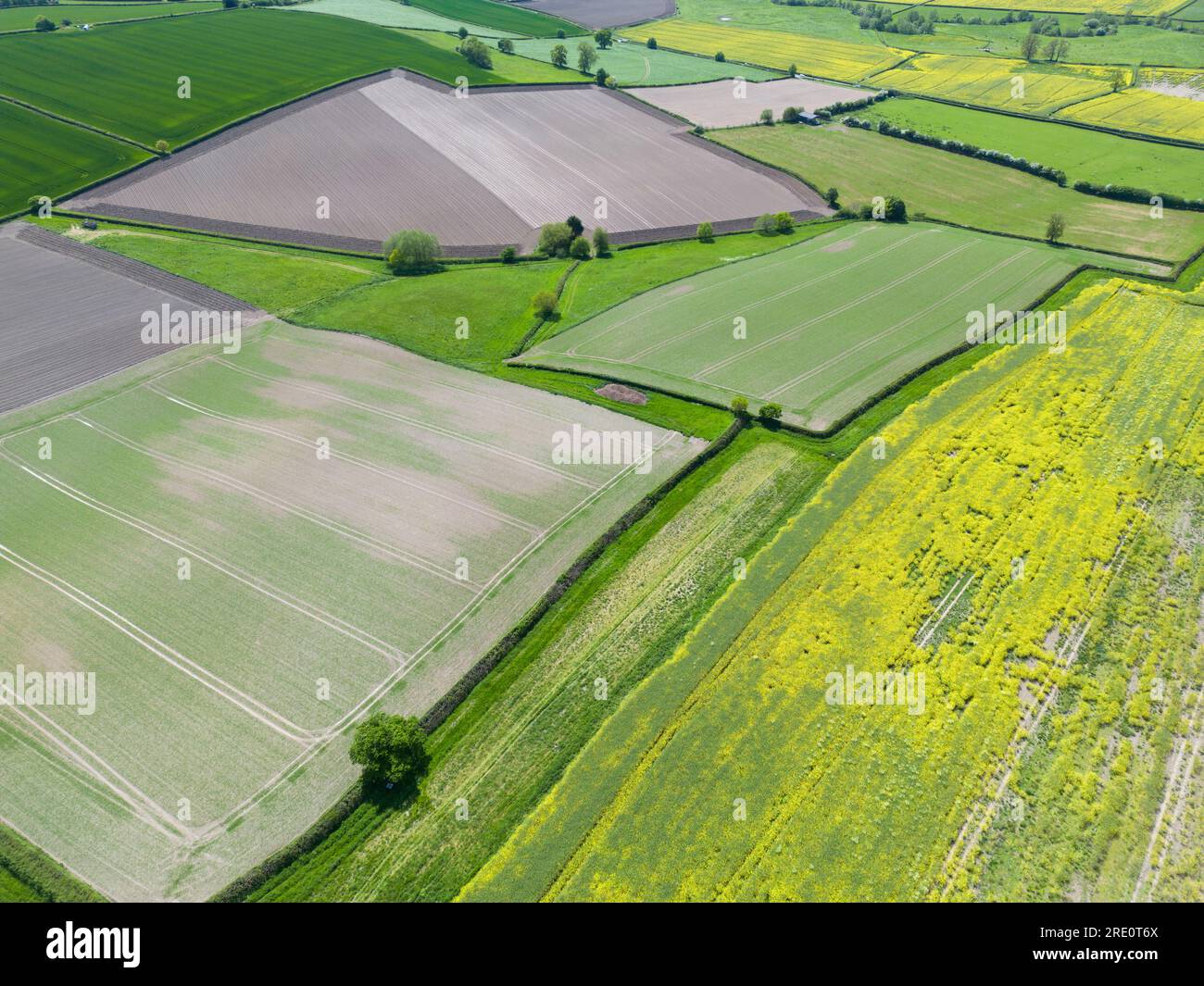 Aerial images of British farmland showing field boundaries and vehicle ...