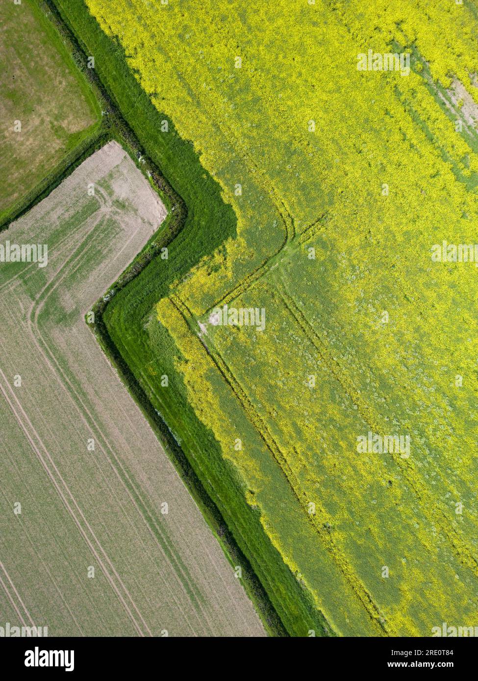 Aerial images of British farmland showing field boundaries and vehicle ...