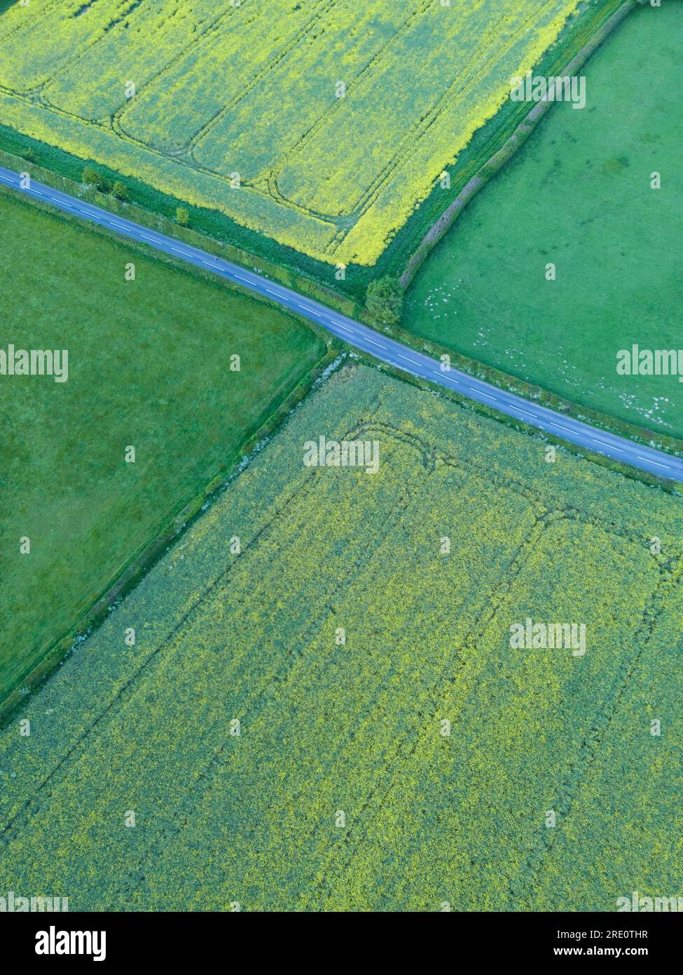 Aerial images of British farmland showing field boundaries and vehicle ...
