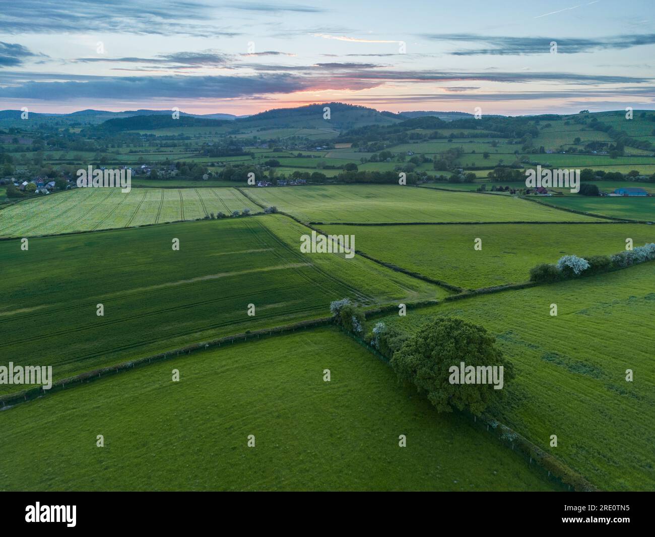 Aerial images of British farmland showing field boundaries and vehicle ...