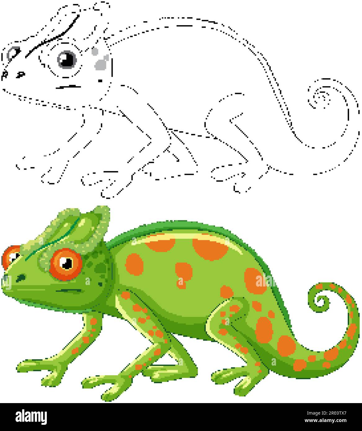 Cute colourful chameleon cartoon isolated illustration Stock Vector ...