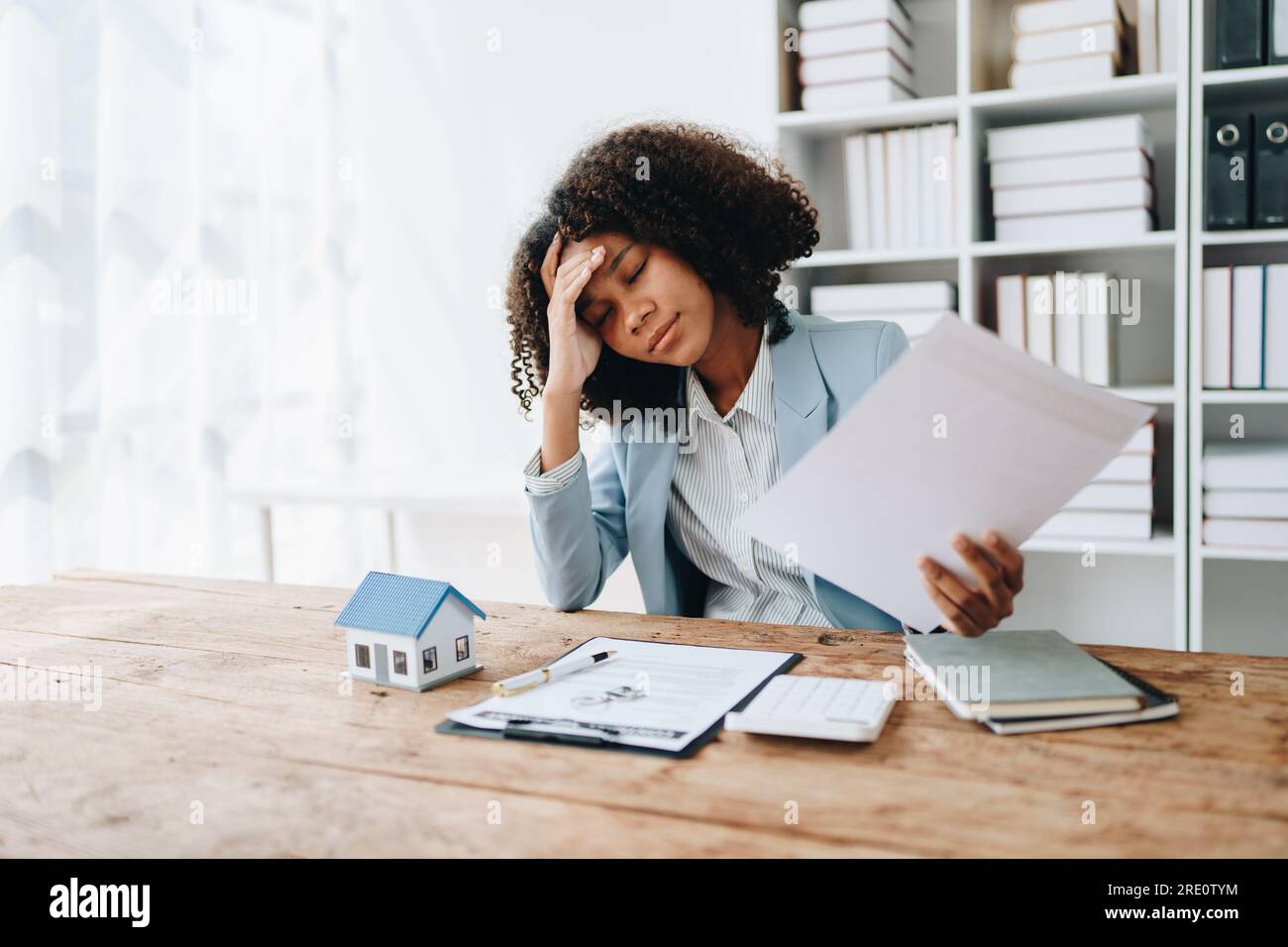 young women asia sad lady people sit sofa couch at home think hard ...