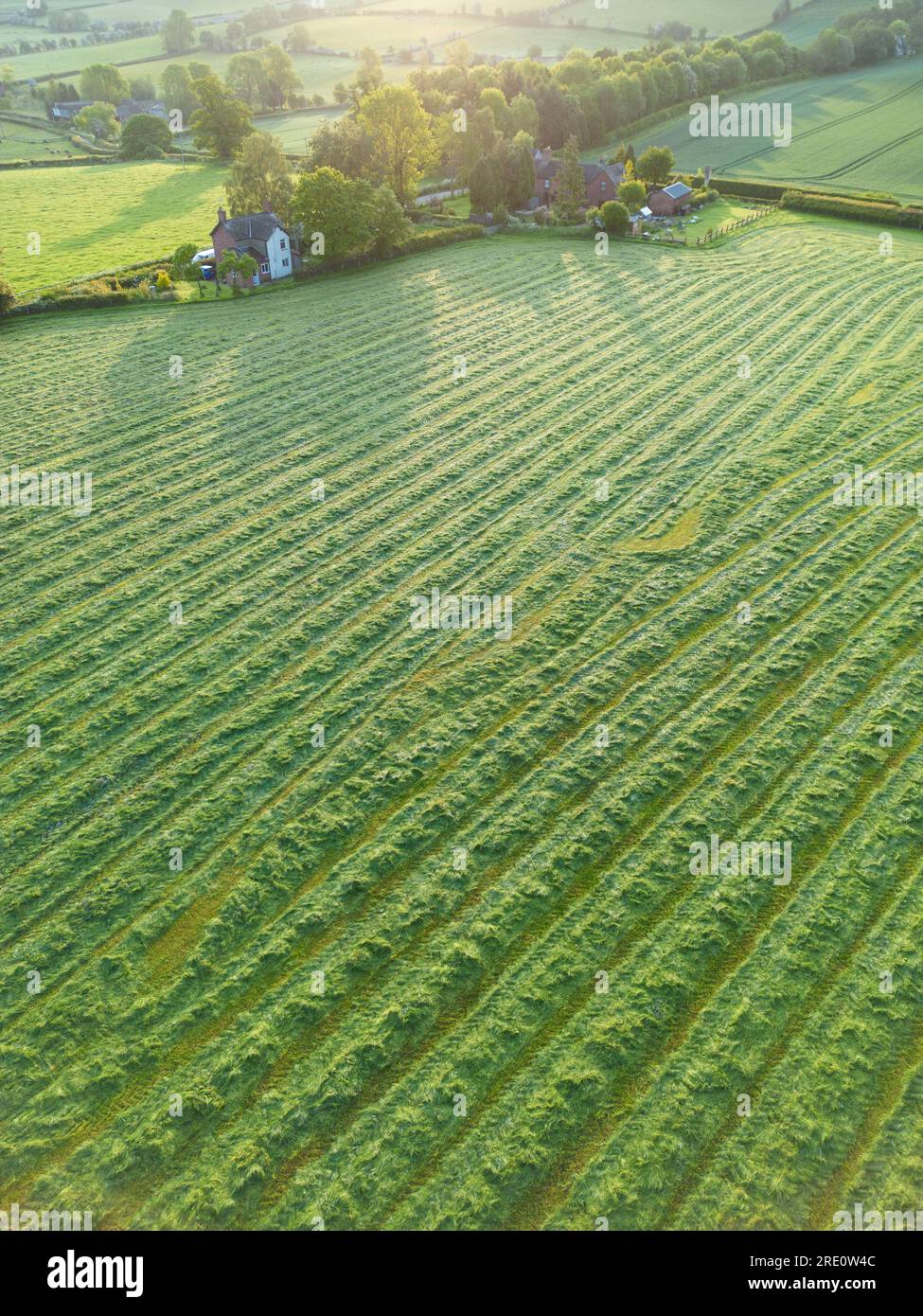 Aerial images of British farmland showing field boundaries and vehicle ...