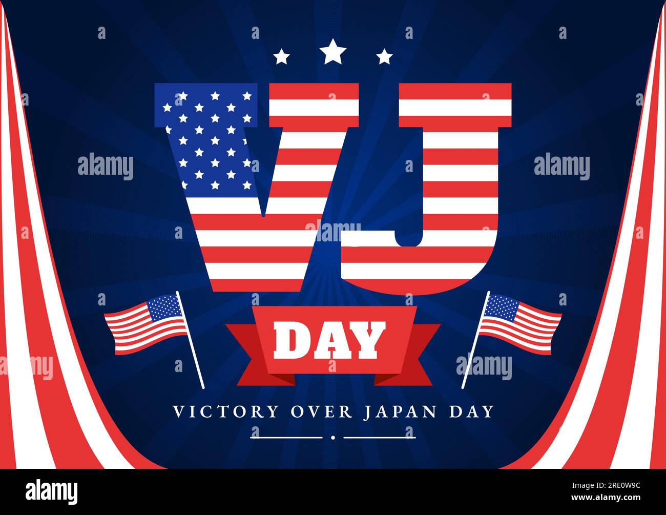 VJ Victory Over Japan Day Celebrate Vector Illustration with United ...