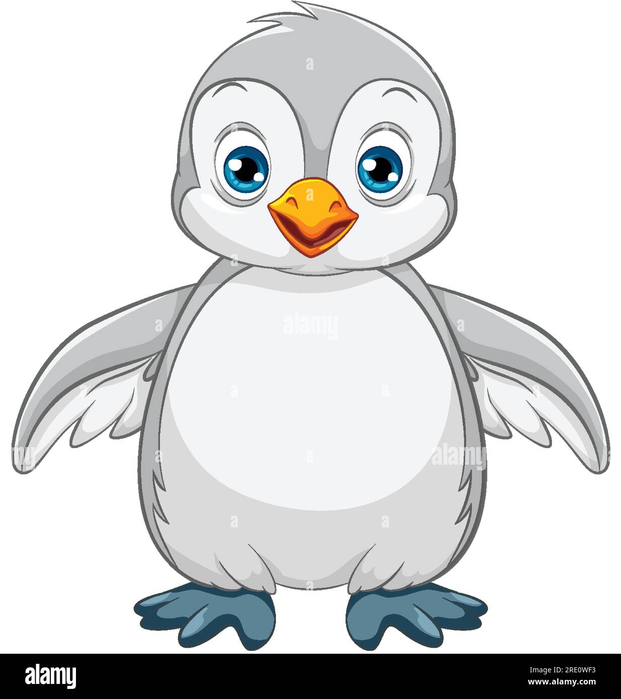 A cartoon illustration of a cute walking penguin isolated on a white ...