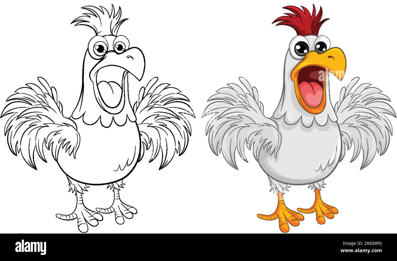 Cartoon illustration of a chicken freaking out, isolated on a white ...