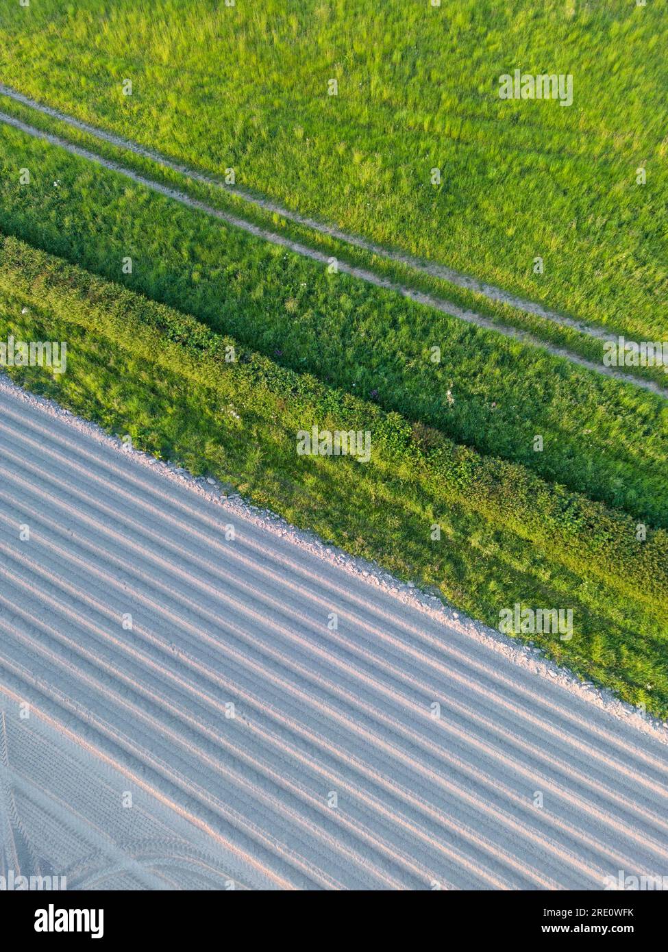 Aerial images of British farmland showing field boundaries and vehicle ...