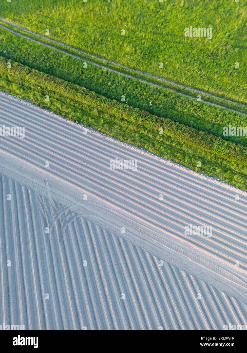 Aerial images of British farmland showing field boundaries and vehicle ...