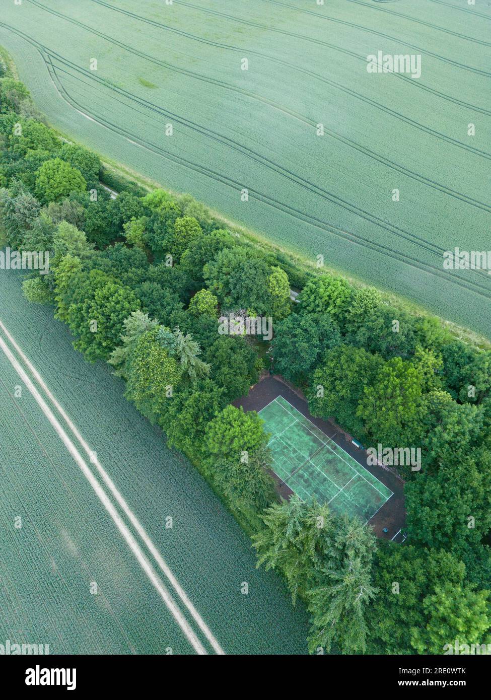 Aerial images of British farmland showing field boundaries and vehicle ...