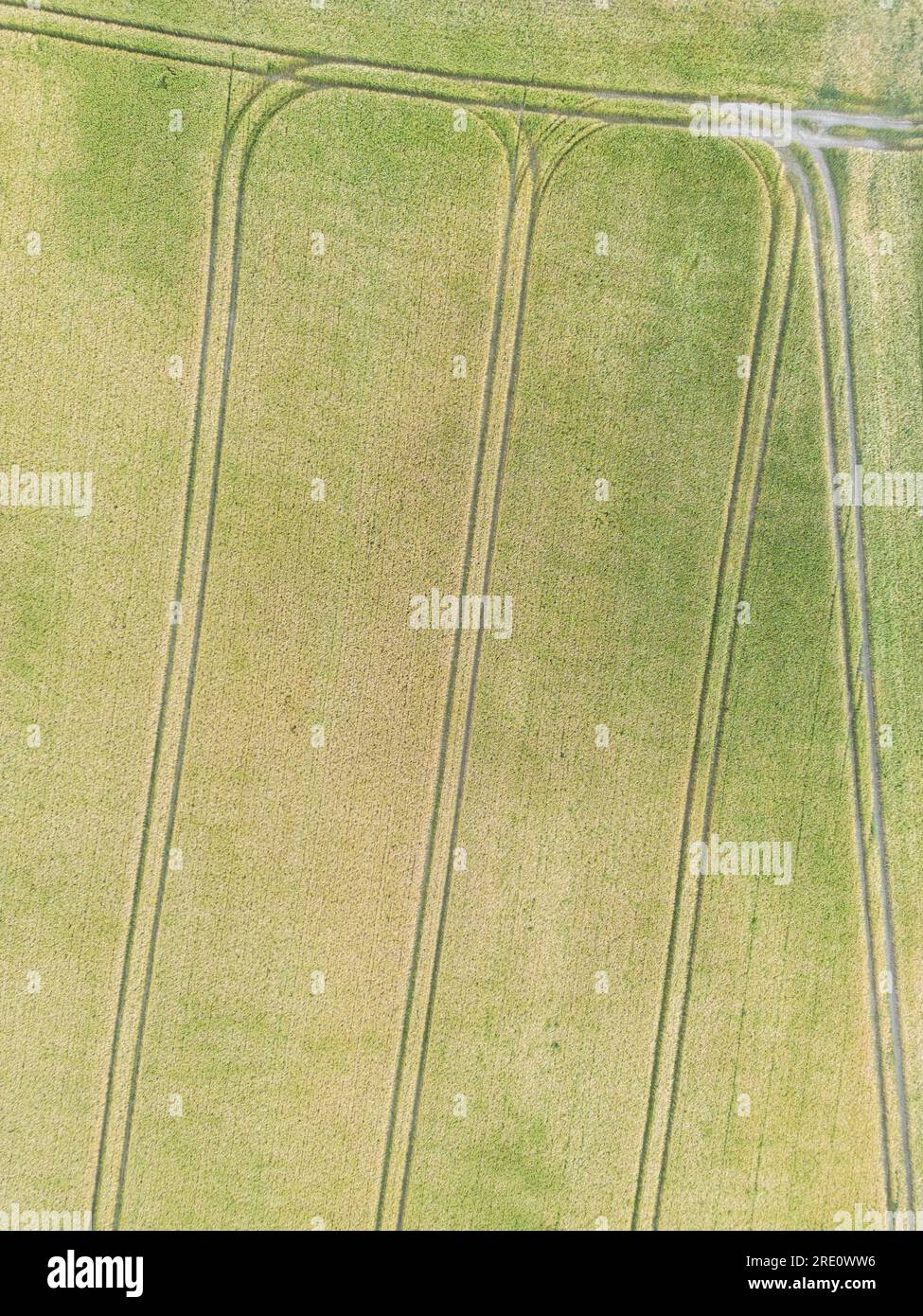 Aerial images of British farmland showing field boundaries and vehicle ...