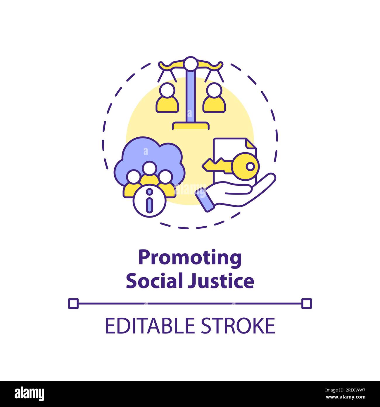 2D promoting social justice concept linear icon Stock Vector Image ...