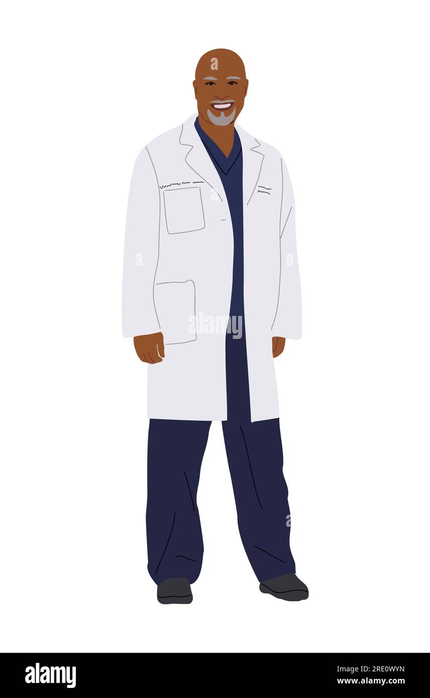 Smiling black man doctor surgeon, physician vector Stock Vector Image ...