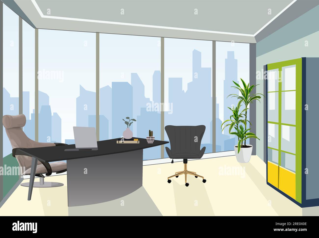 Modern office interior business space vector art Stock Vector Image ...