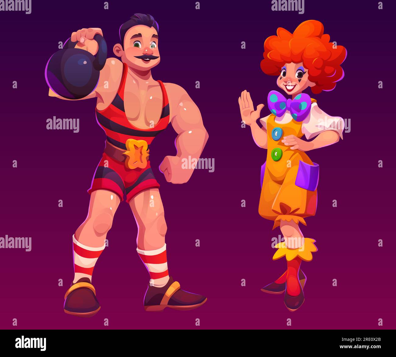 Carnival circus vector man character illustration. Female clown ...