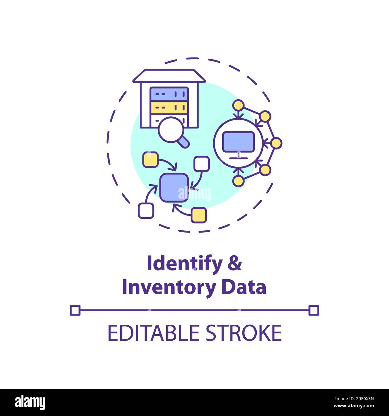 2d Identify And Inventory Data Concept Linear Icon Stock Vector Image