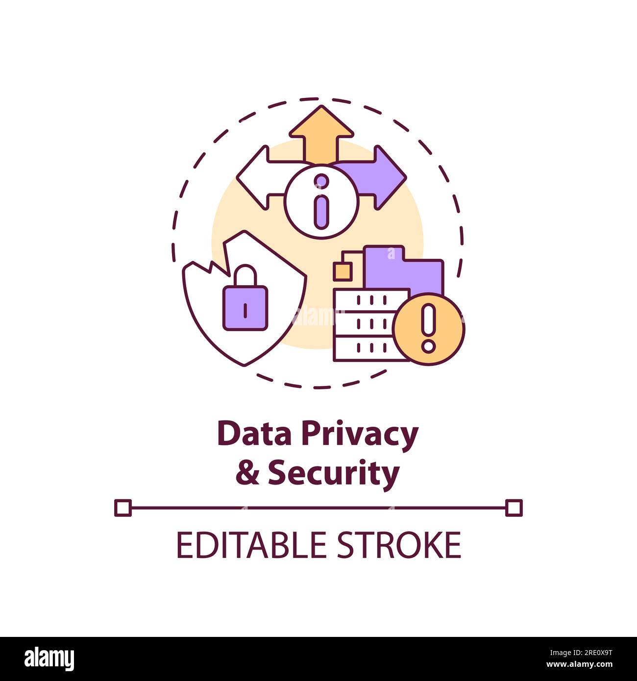 2D data privacy and security concept linear icon Stock Vector Image ...