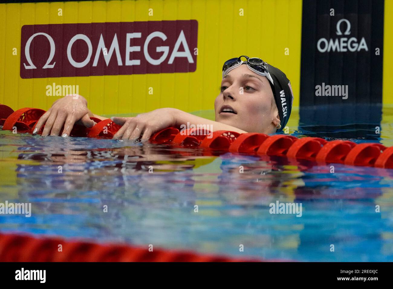 Alex Walsh of United States reacts after competing in the women's 200m ...