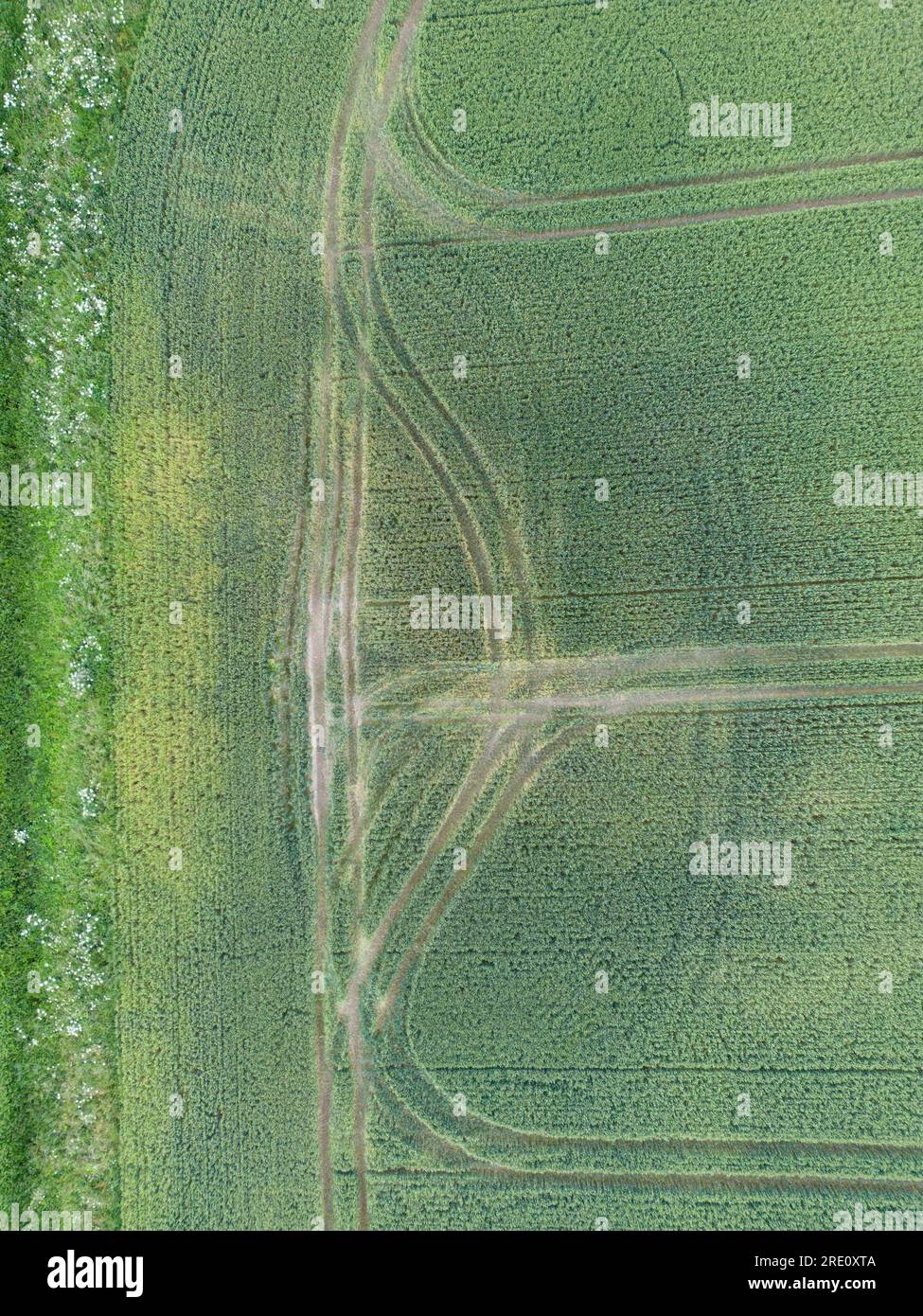 Aerial images of British farmland showing field boundaries and vehicle ...