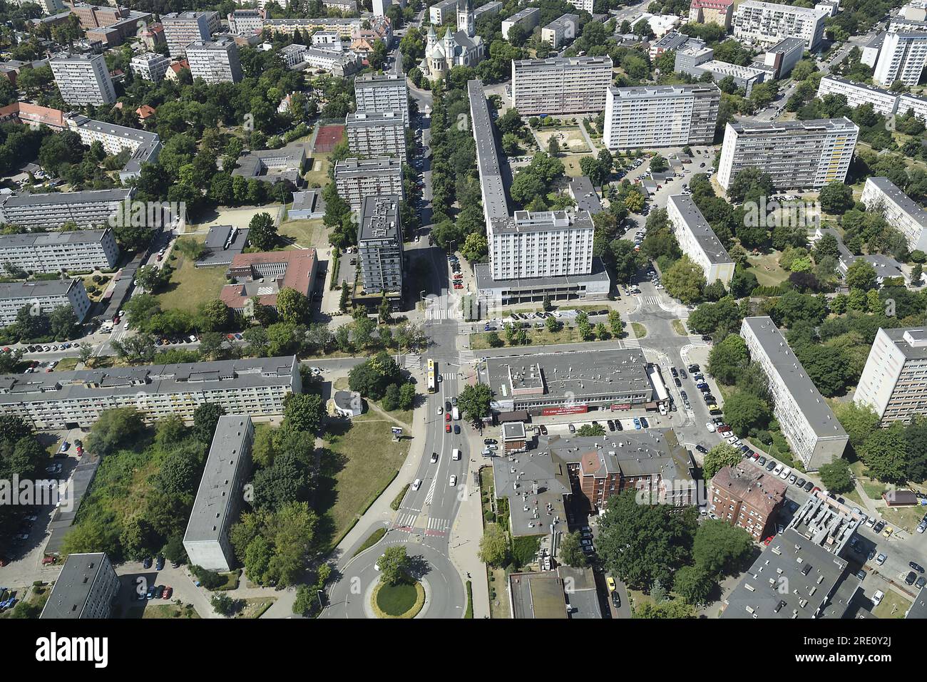 View from viewing terrace of Sky Tower, skyscraper in Wroclaw, Poland ...