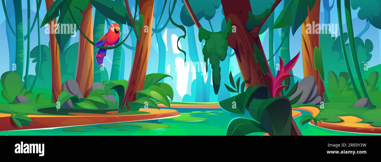 Cartoon Jungle Trees And Vines