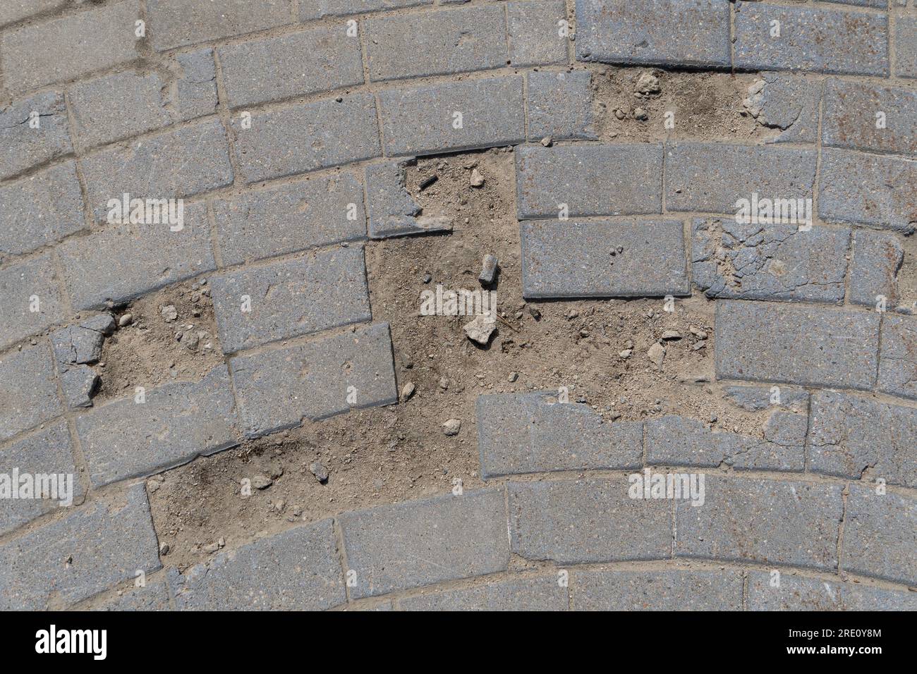 Broken paving slabs. Bad Tile Road Stock Photo - Alamy