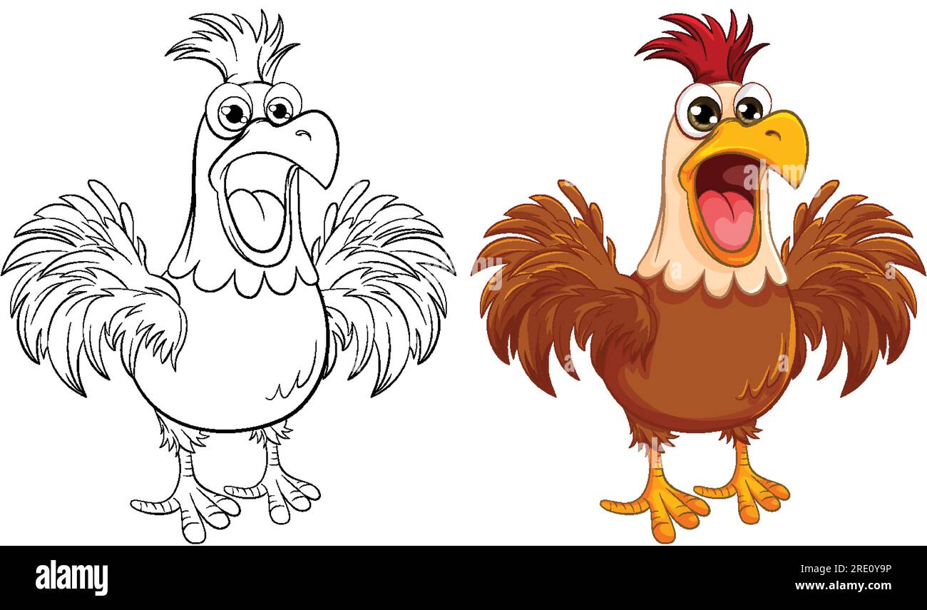 A vector cartoon illustration of a chicken freaking out, isolated on a ...