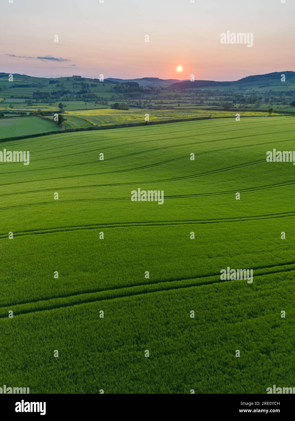 Aerial images of British farmland showing field boundaries and vehicle ...
