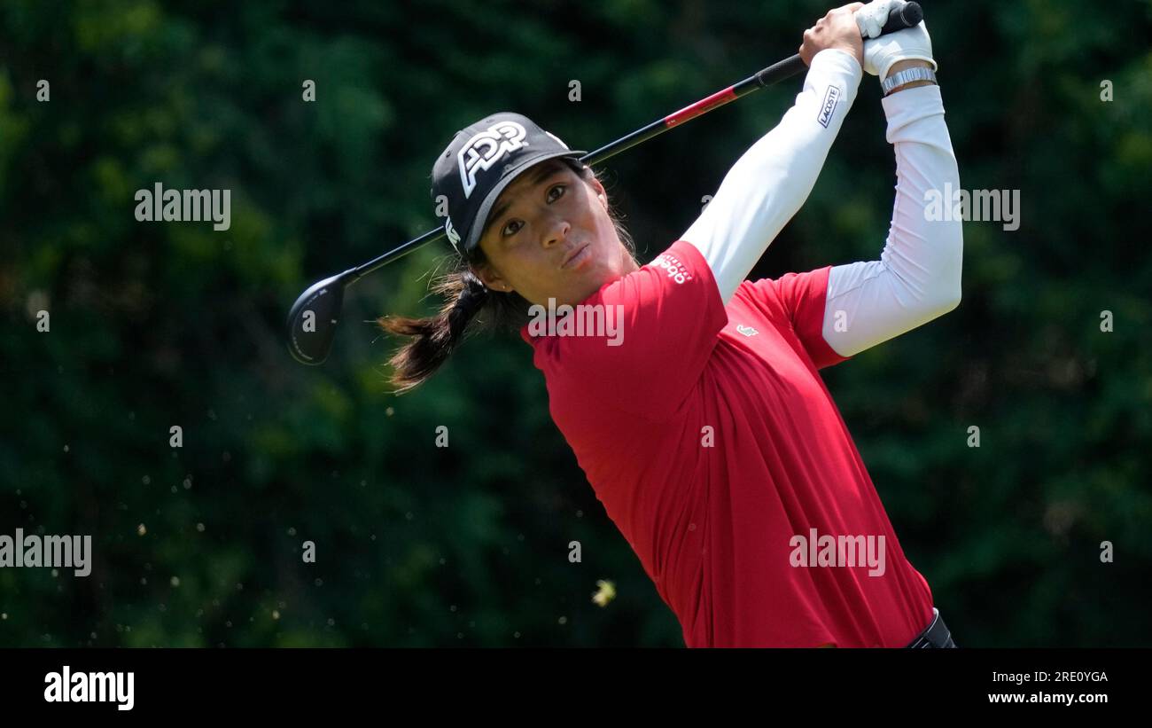 Celine Boutier plays during the final round of the Dow Great Lakes Bay ...