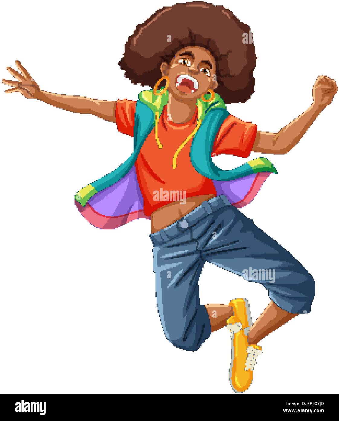 Black African American Woman Cartoon Character with Afro Hair ...