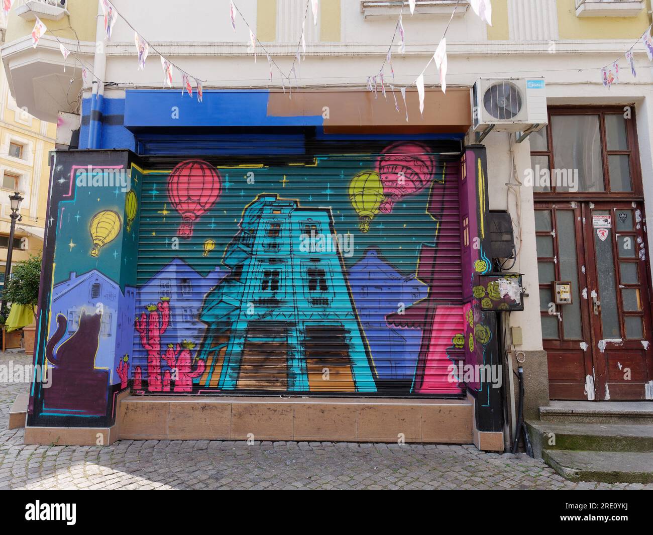 Street art in the neighbourhood of Kapana in the city of Plovdiv ...