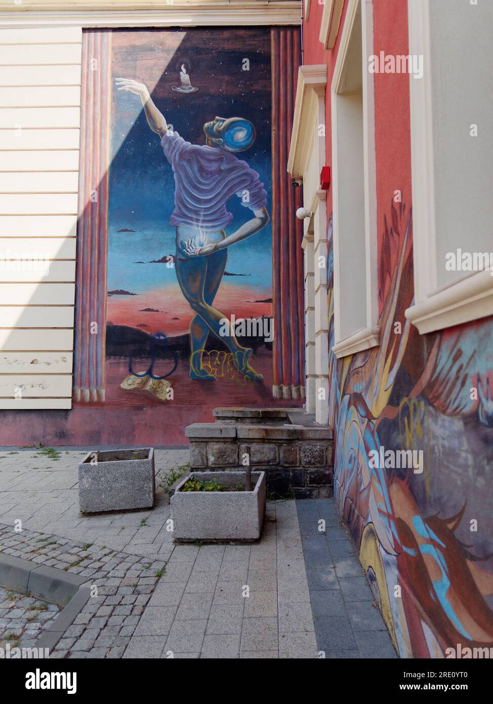 Street art in the city of Plovdiv, Bulgaria. Oldest city in Europe ...