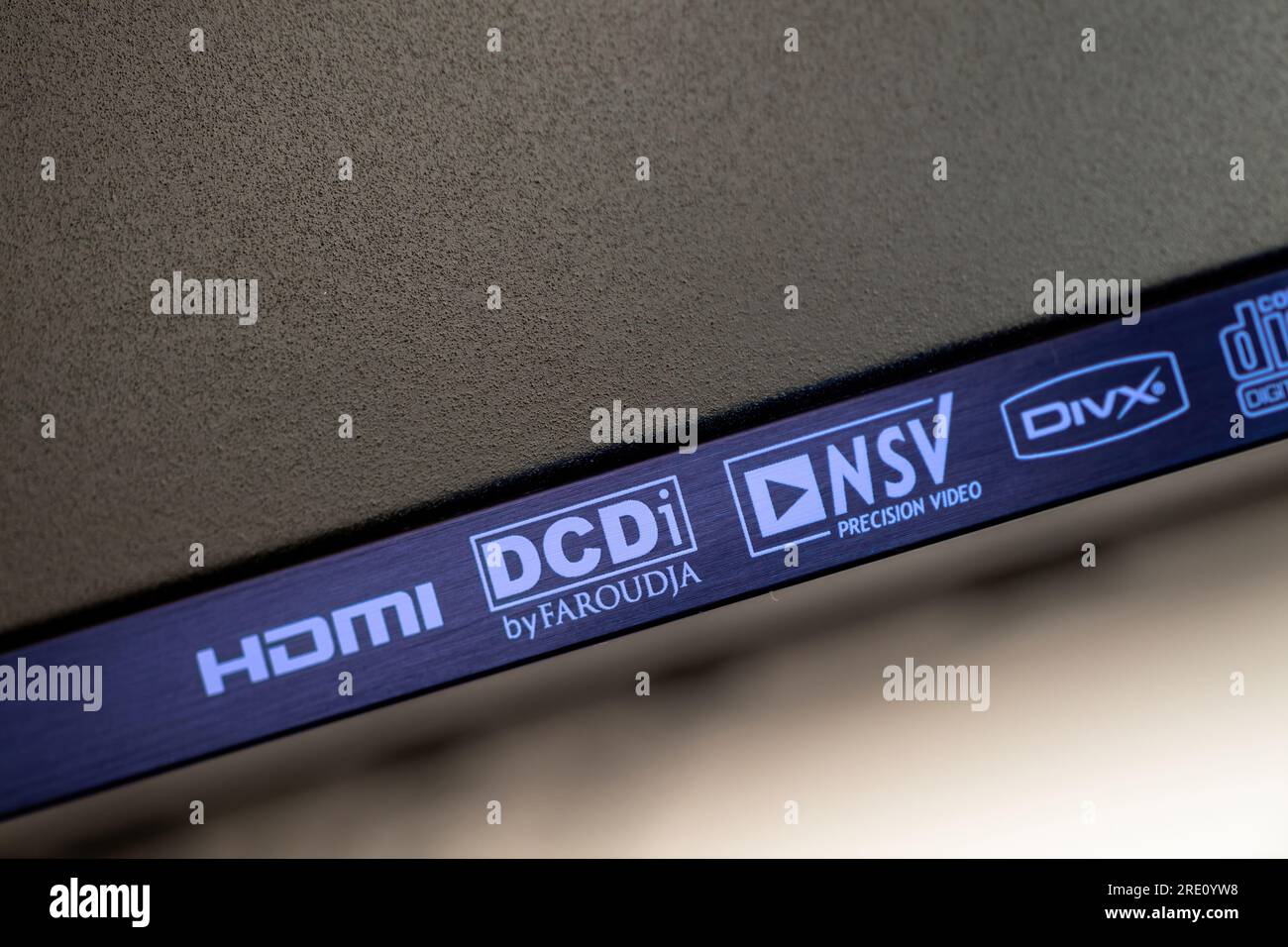 Hamburg, Germany - Feb 2, 2023: Detail of an Yamaha DVD SACD player ...